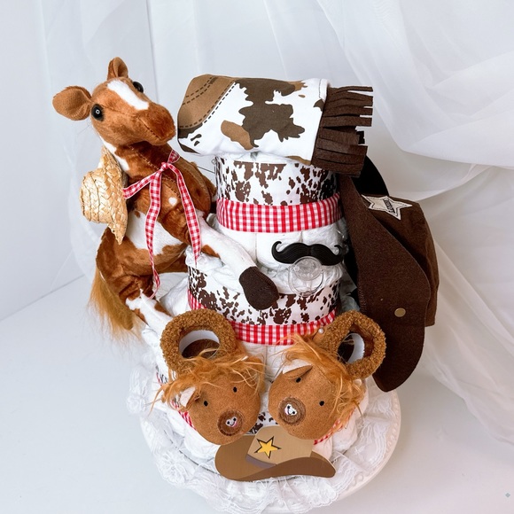Handmade | Accessories | Cowboy Diaper Cake Wild West Baby Shower ...